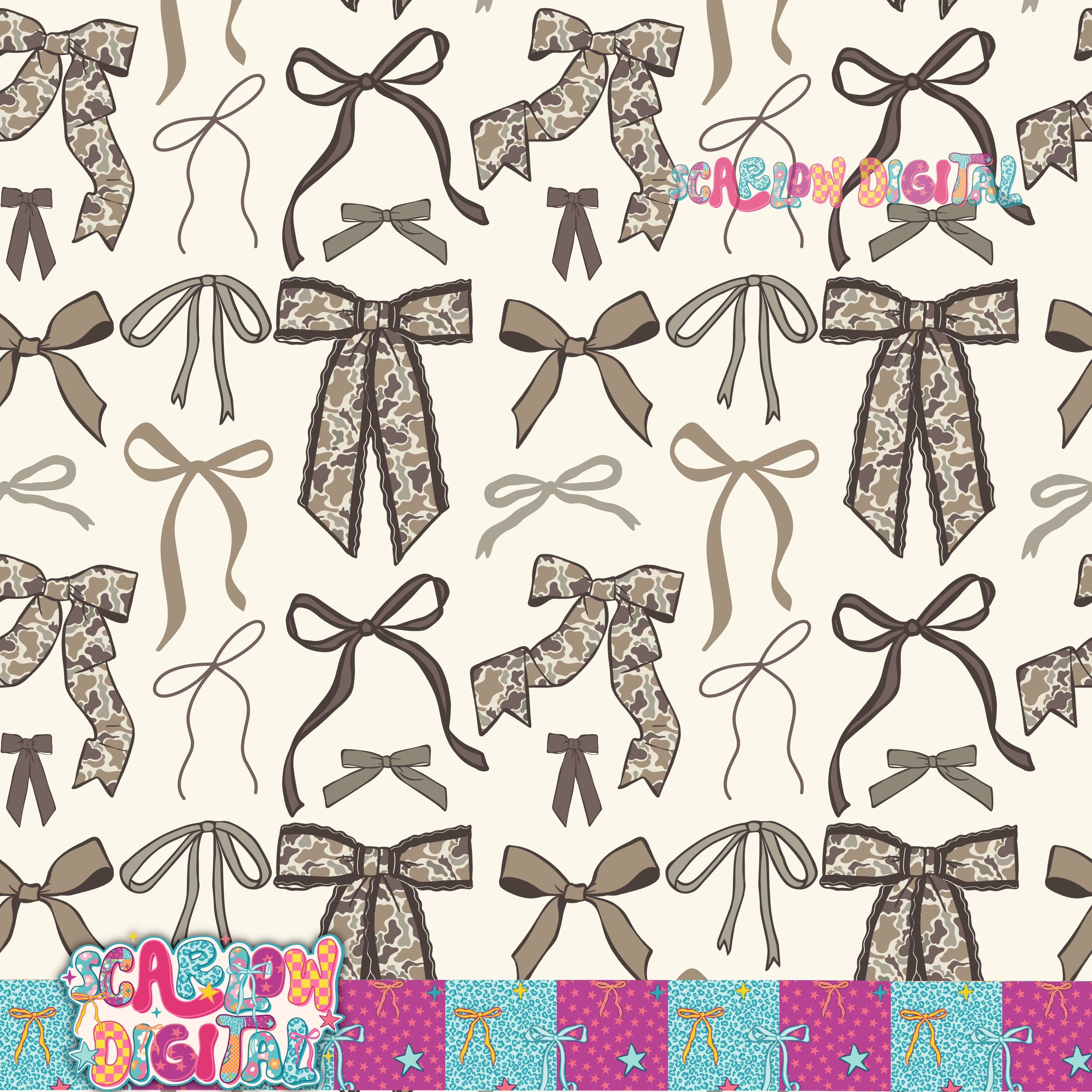 Camo Bows Seamless Pattern Digital Design – Scarlow Digital
