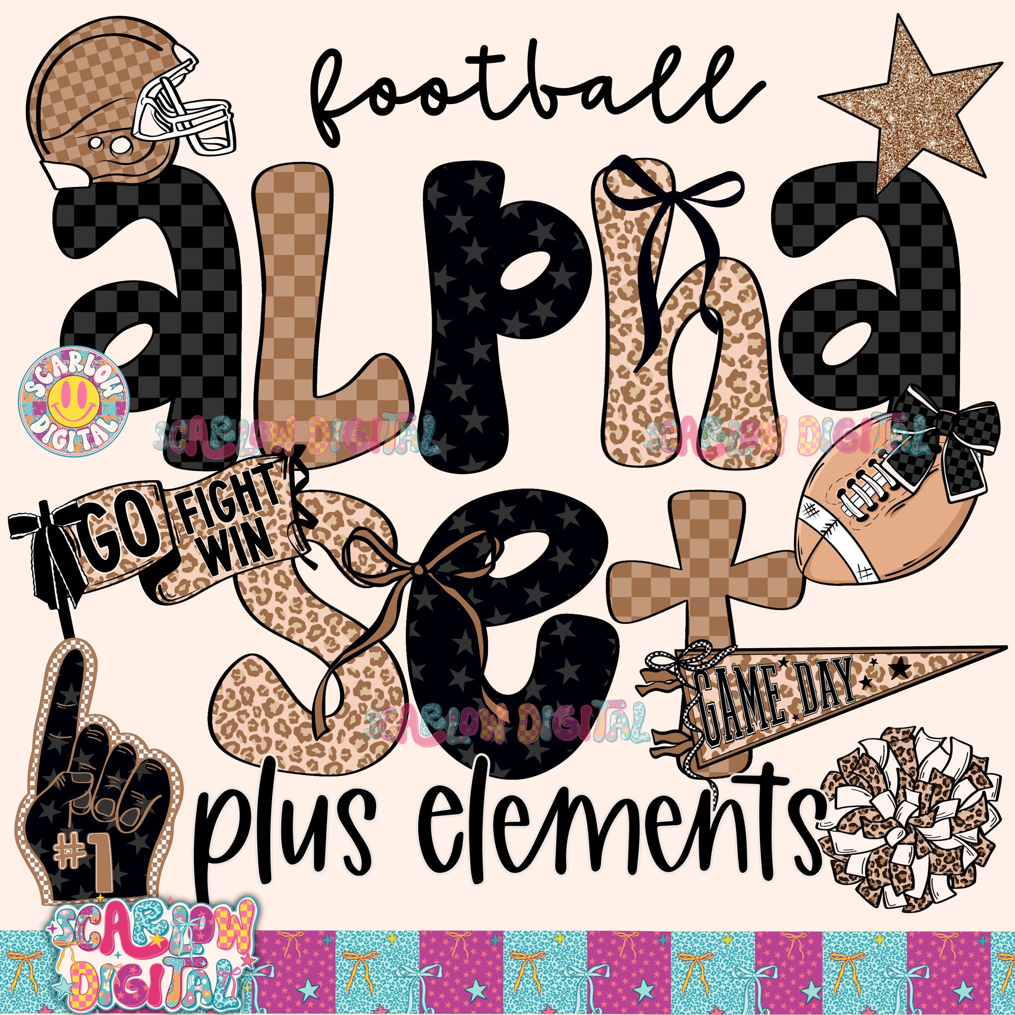 Football Alpha Set Digital Design – Scarlow Digital