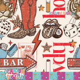 Howdy Western Collage Seamless Pattern Digital Design – Scarlow Digital