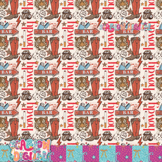 Howdy Western Collage Seamless Pattern Digital Design – Scarlow Digital