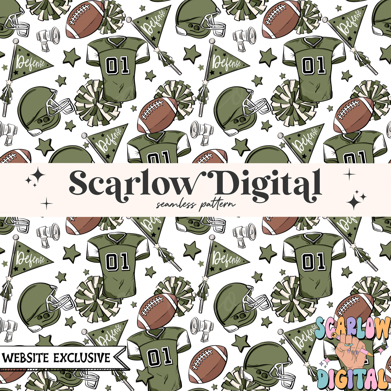 Green and White Football Seamless Pattern Digital Design Download ...