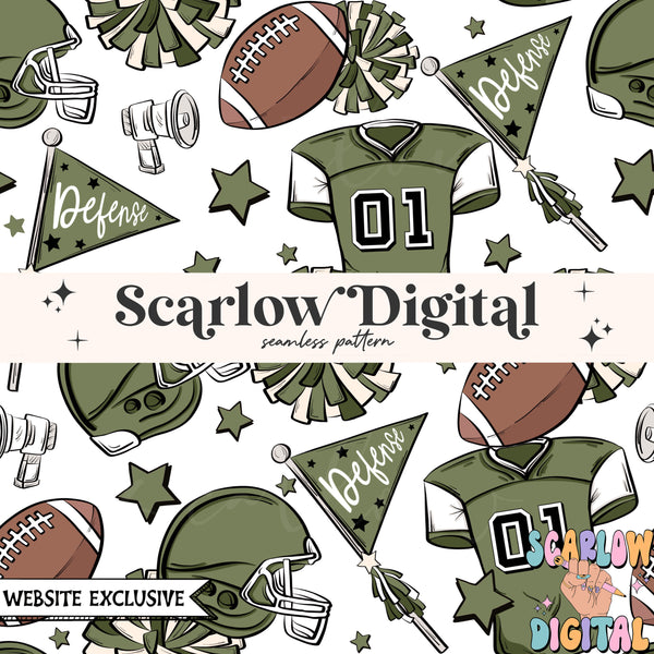 Green and White Football Seamless Pattern Digital Design Download ...