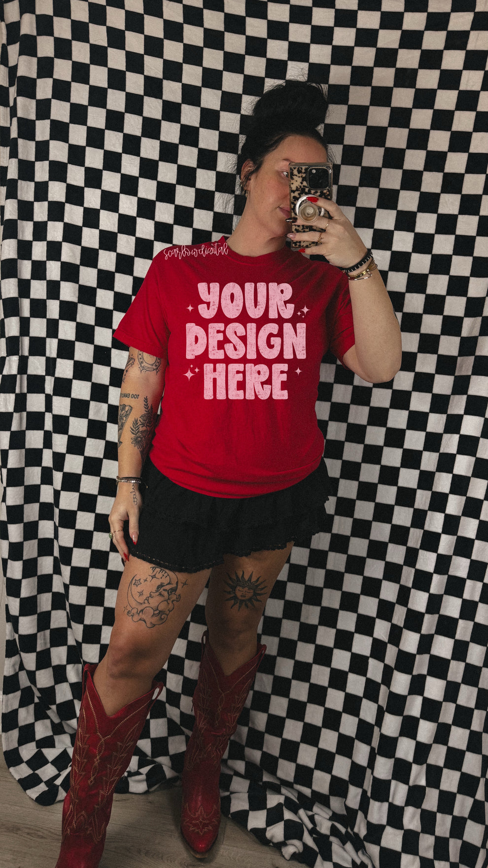 Red Comfort Colors Unisex Garment-Dyed Heavyweight T-Shirt 1717 Mockup ...