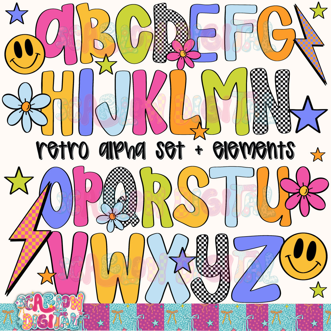 Retro Alphabet Set Digital Design – Scarlow Digital