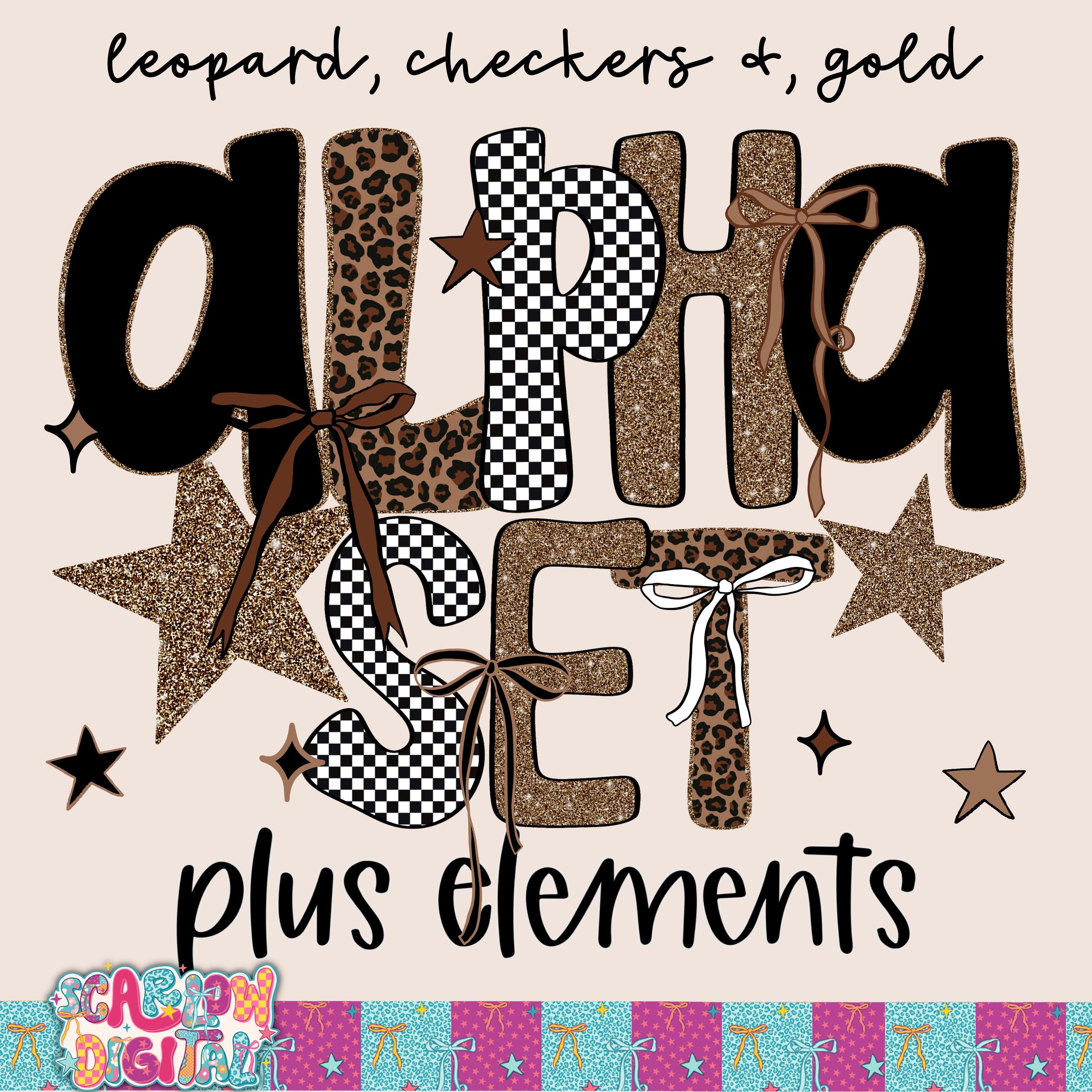 Leopard, Checkers, and Gold Alpha Set – Scarlow Digital