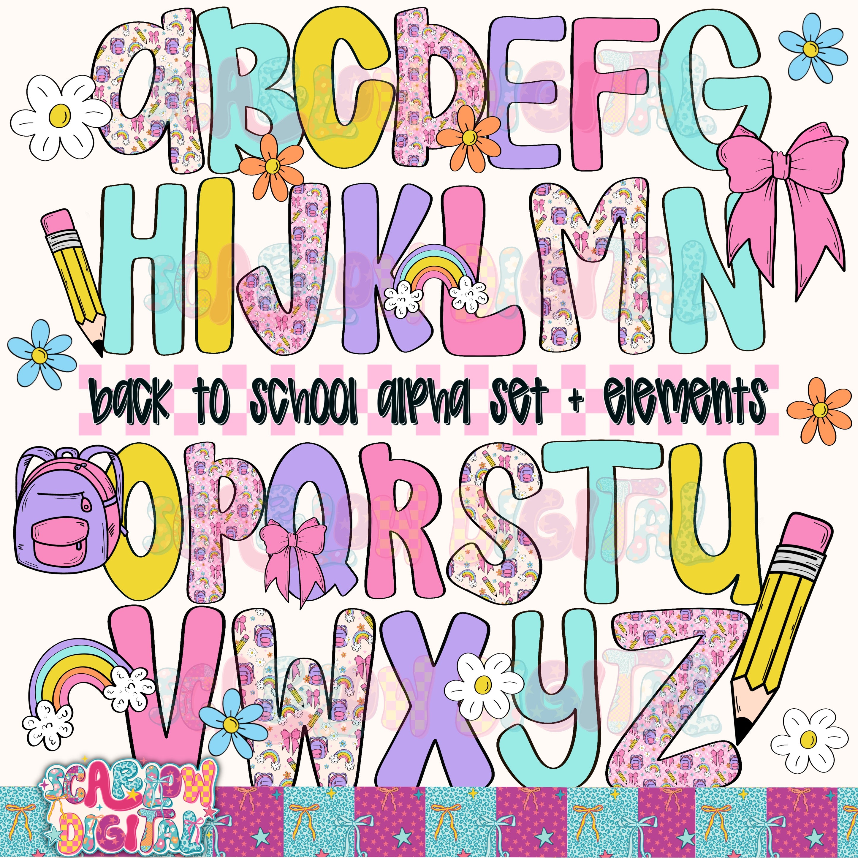 Back to School Alphabet Set Digital Design – Scarlow Digital