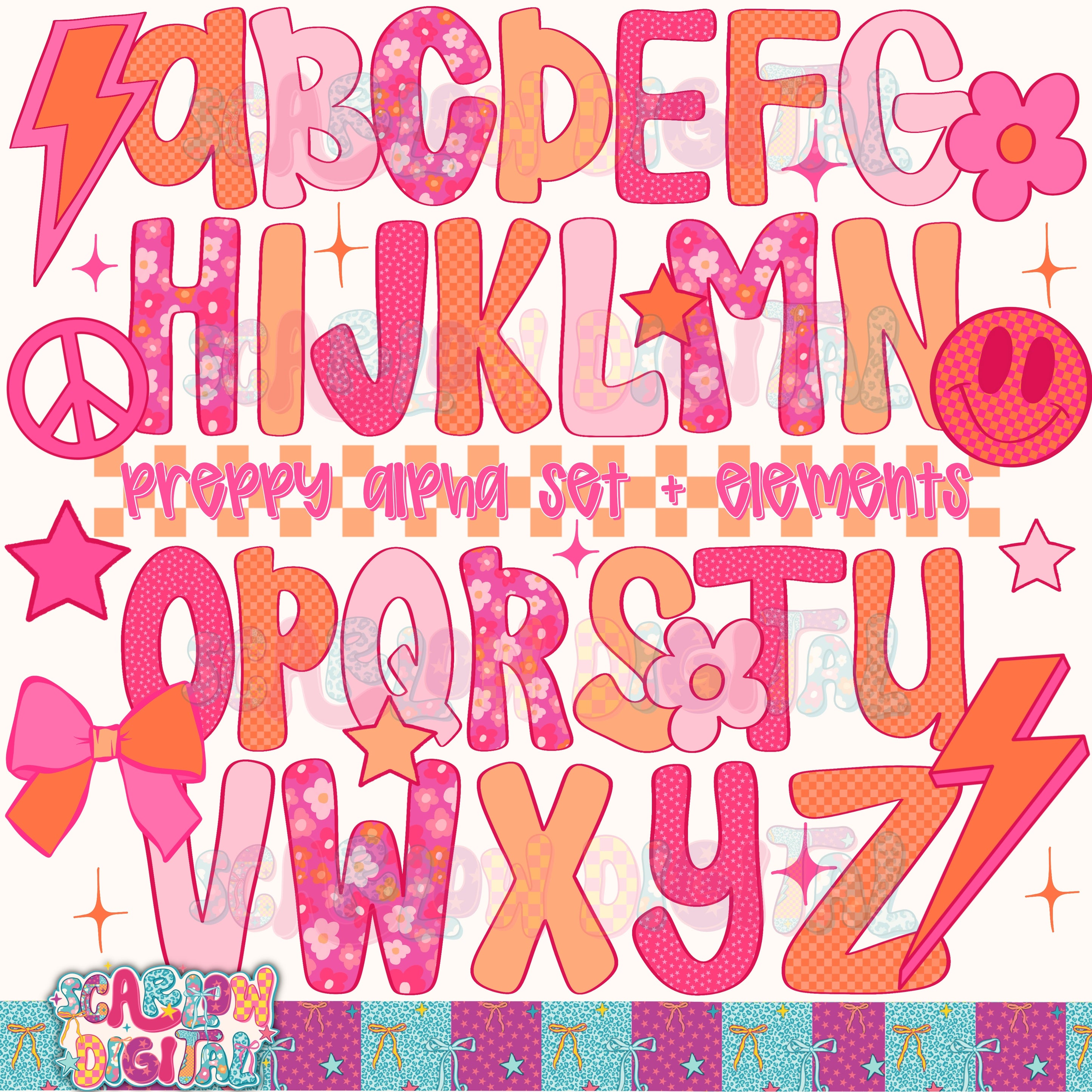 Preppy Girl Alphabet Set Digital Design – Scarlow Digital