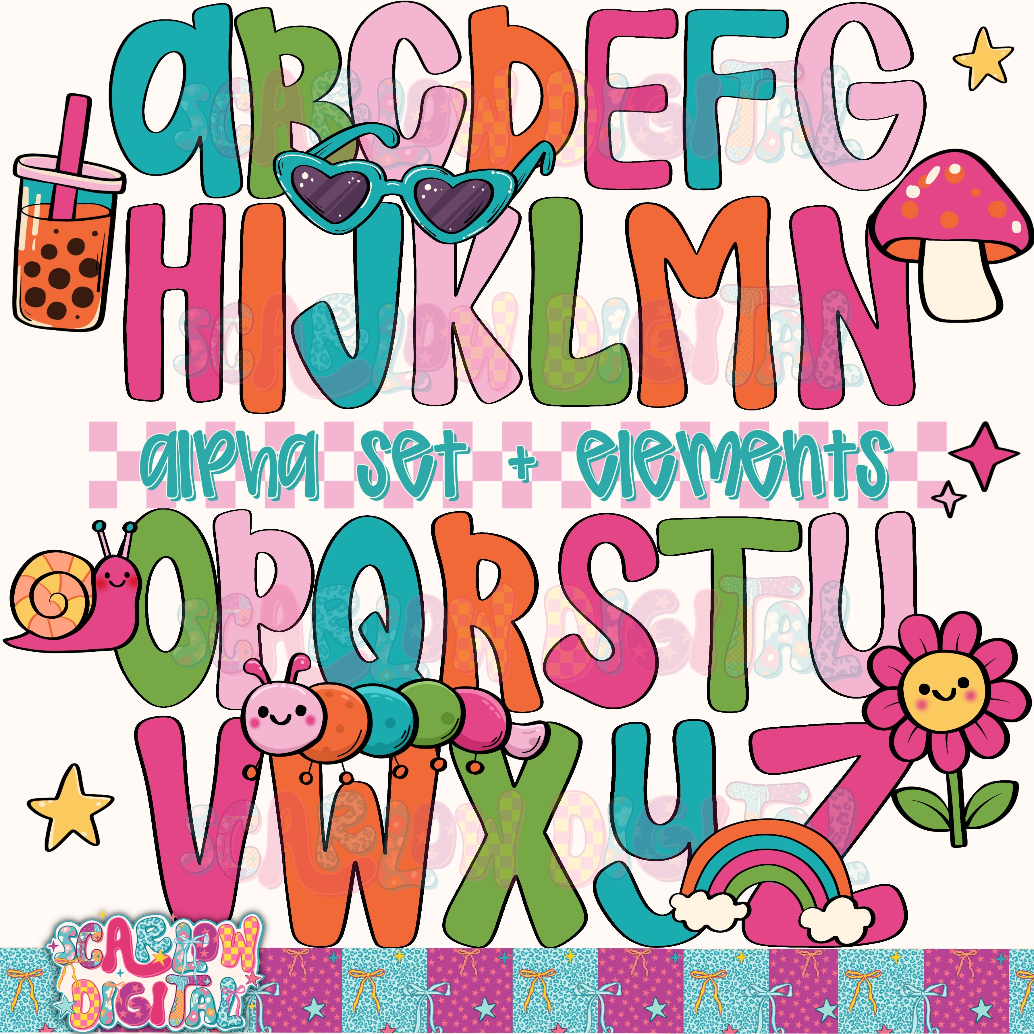 Fun Retro Alpha Set Digital Design – Scarlow Digital