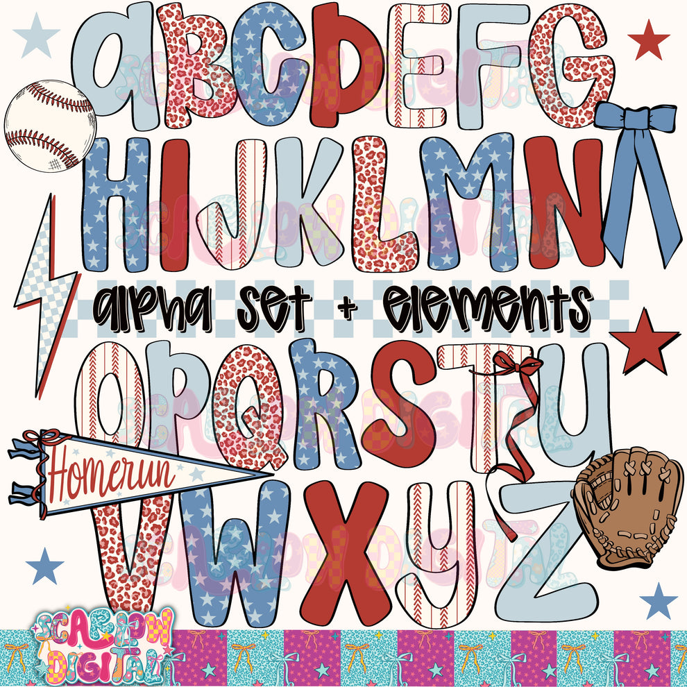 Baseball Alpha Set Digital Design – Scarlow Digital