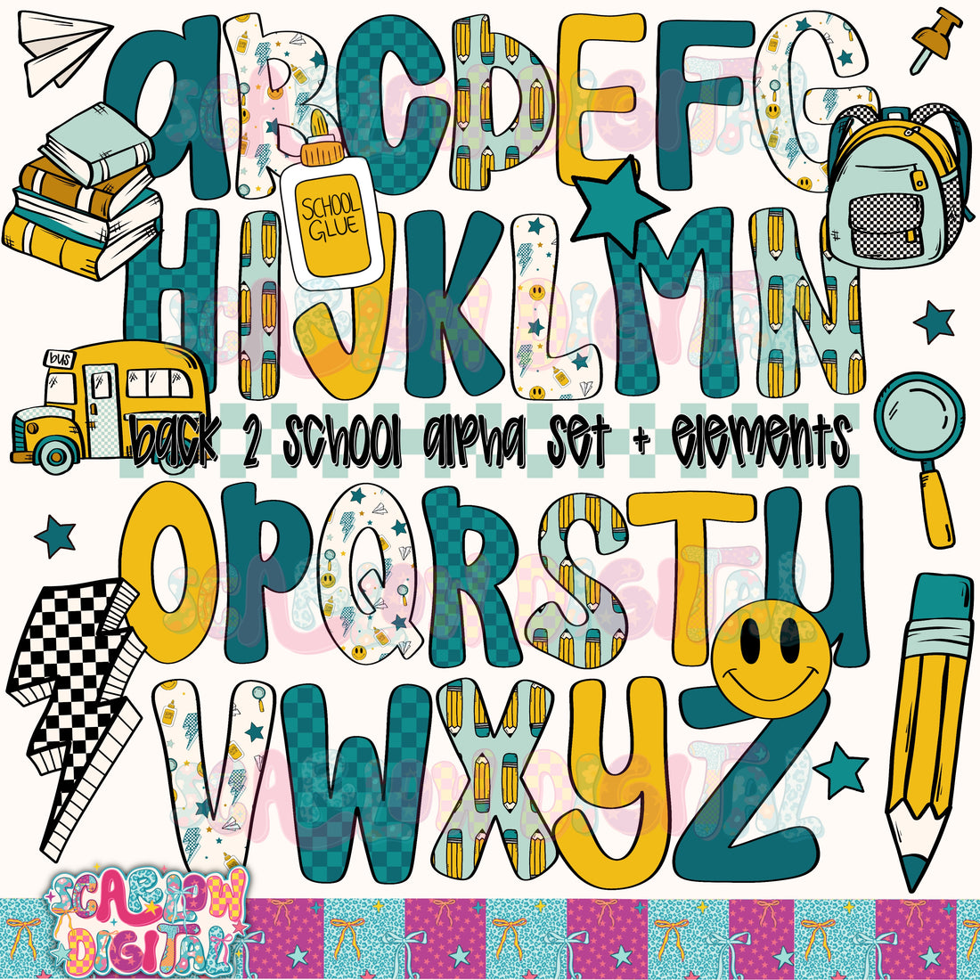 Boy Back to School Alphabet Set Digital Design – Scarlow Digital