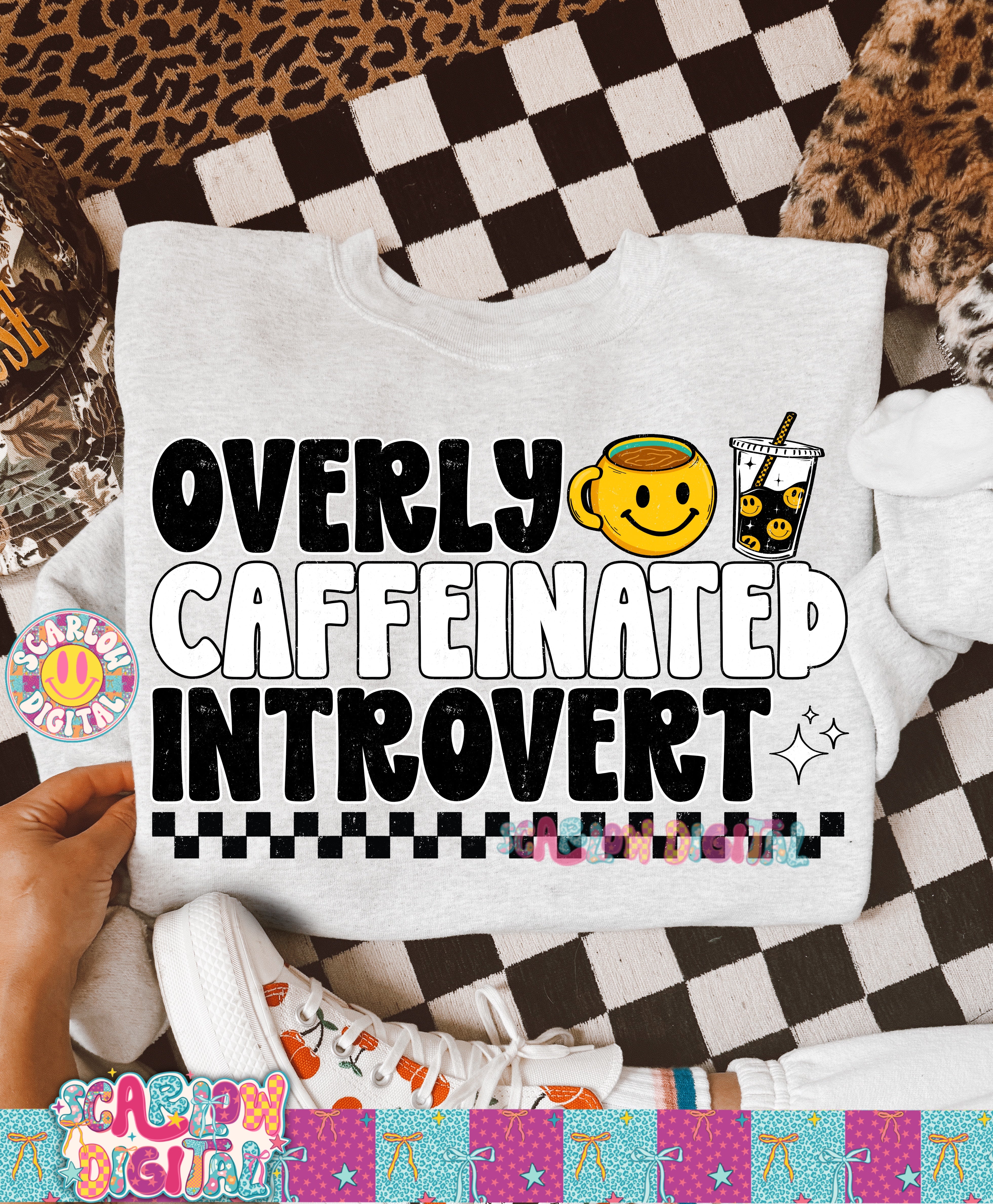 Overly Caffeinated Introvert PNG Digital Design – Scarlow Digital