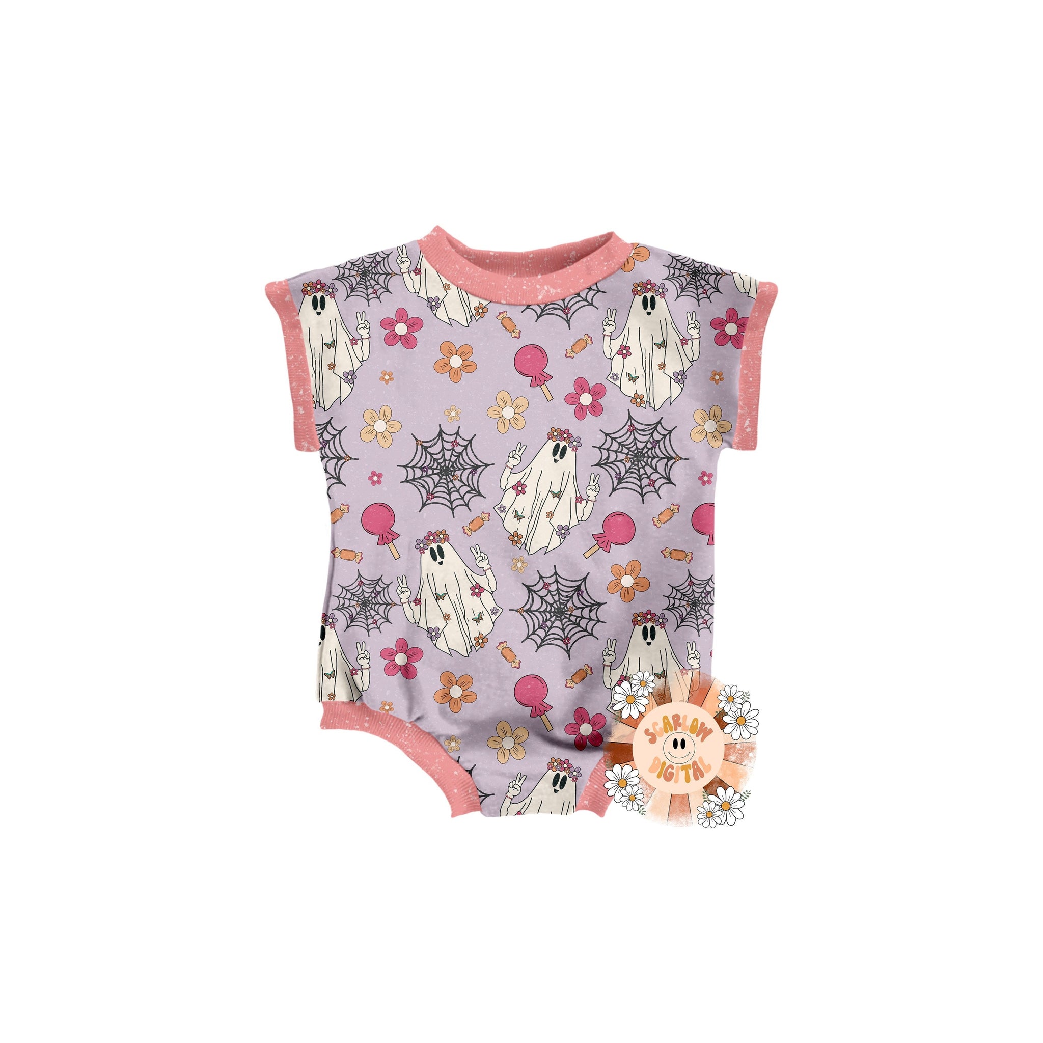 Groovy Ghost Seamless Pattern-Halloween Sublimation Digital Design Dow ...