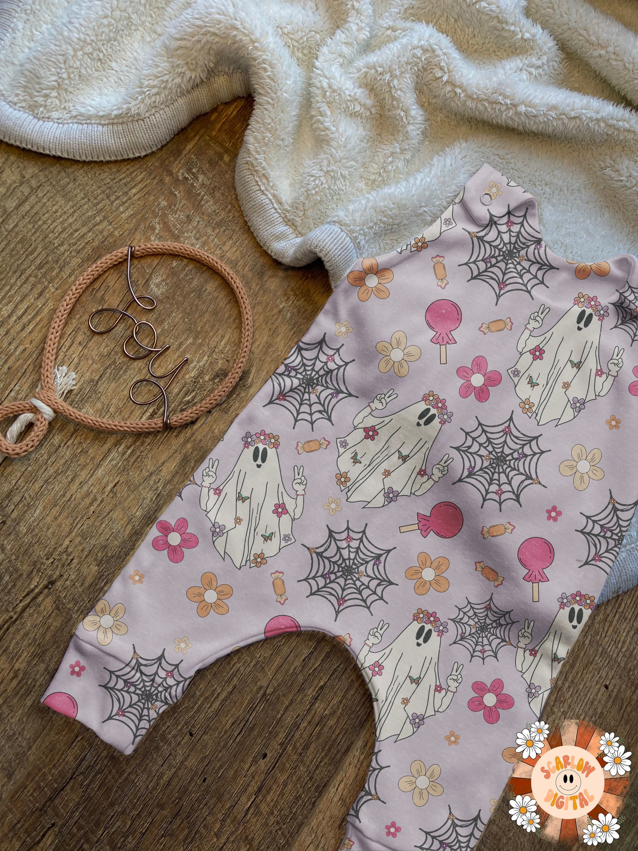 Groovy Ghost Seamless Pattern-Halloween Sublimation Digital Design Dow ...