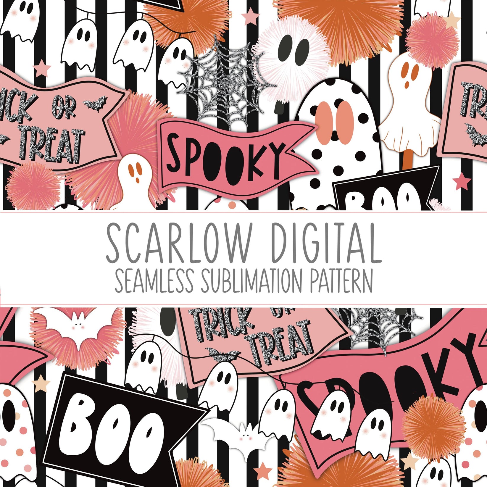 Spooky Seamless Pattern-Halloween Sublimation Digital Design Download ...